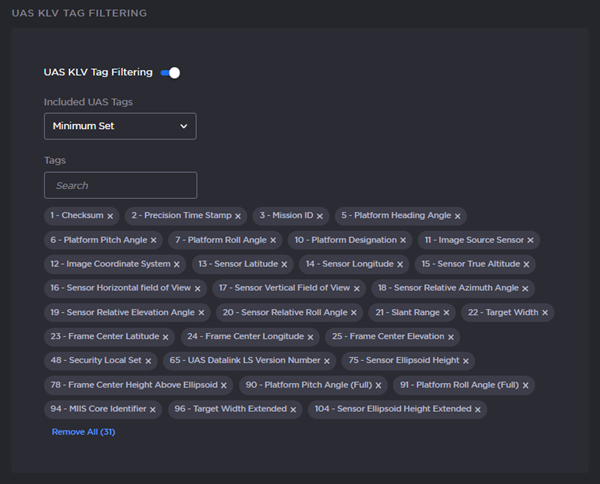 UAS KLV Tag Filtering